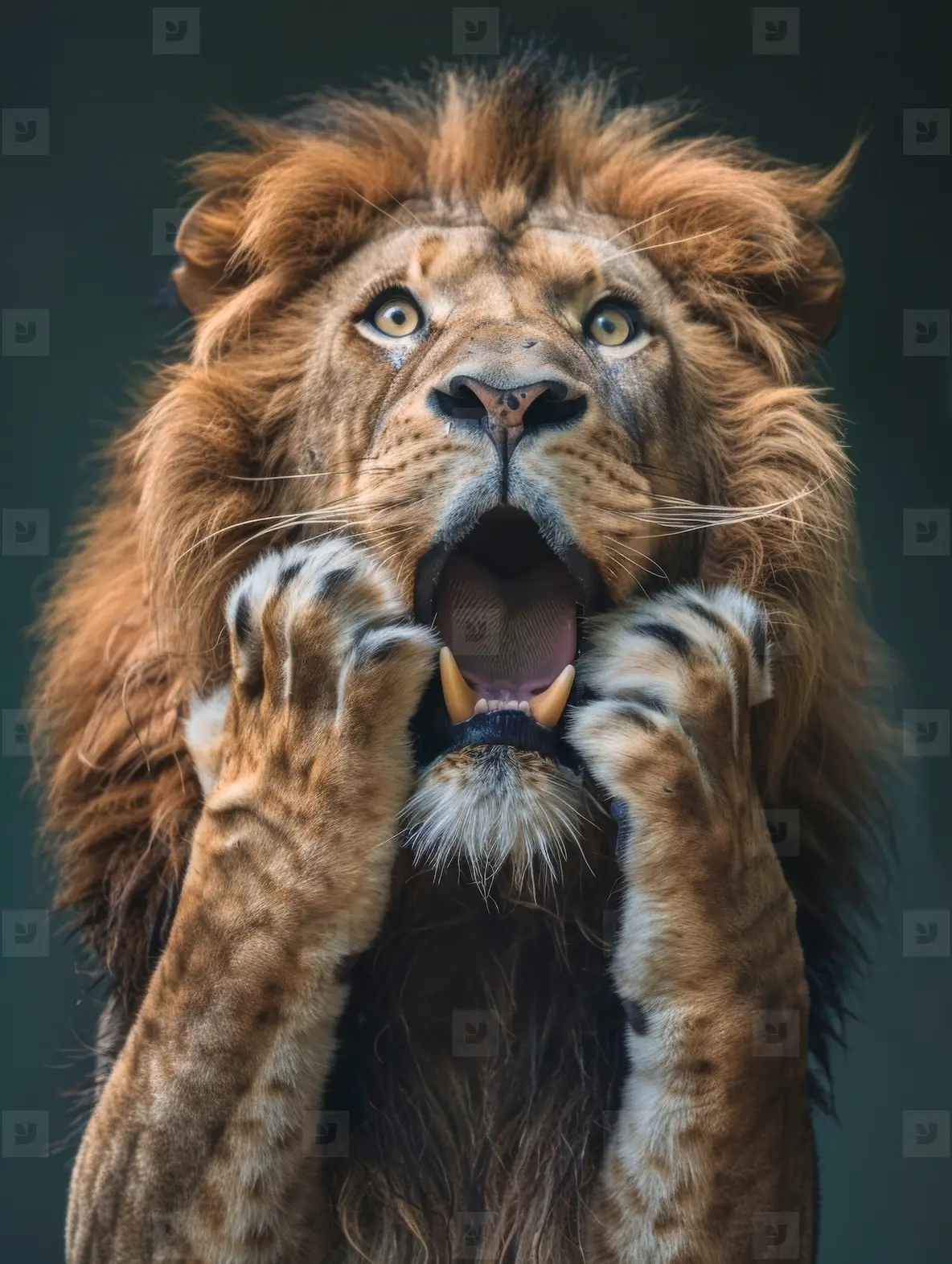 Very Surprised Lion With Open Mouth Photo (300161) - YouWorkForThem