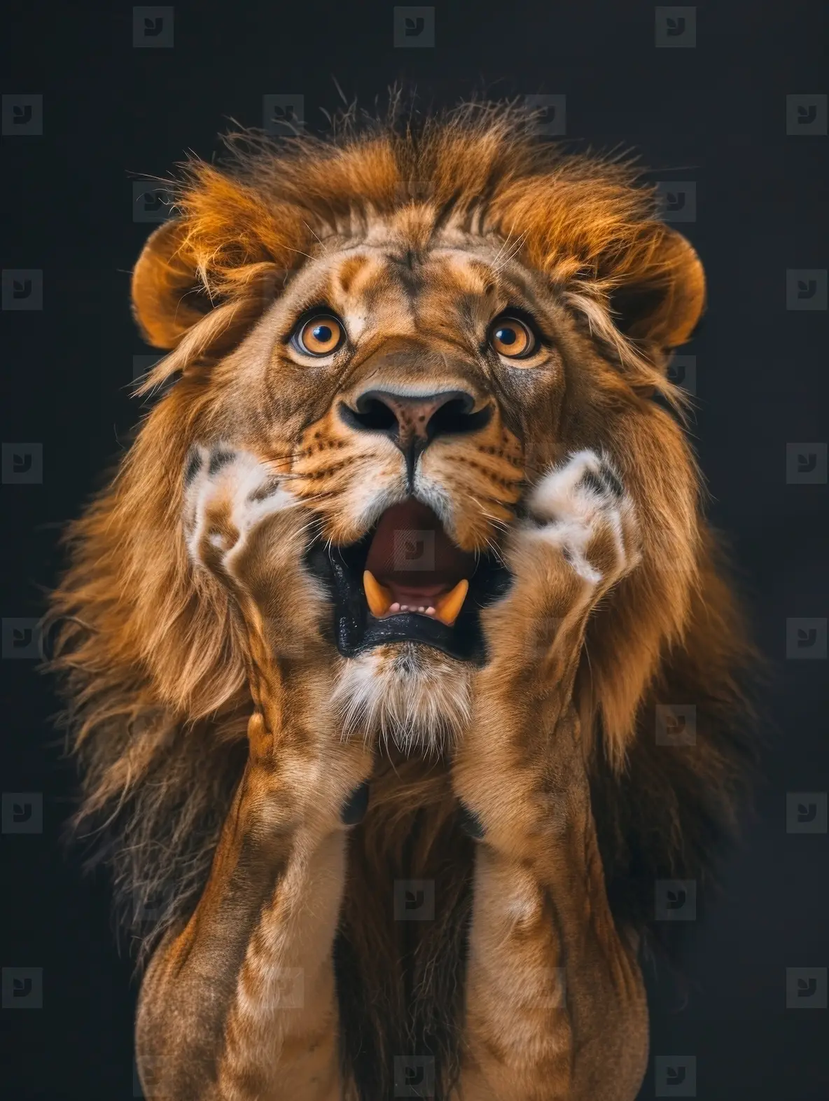 Very Surprised Lion With Open Mouth Photo (300166) - YouWorkForThem