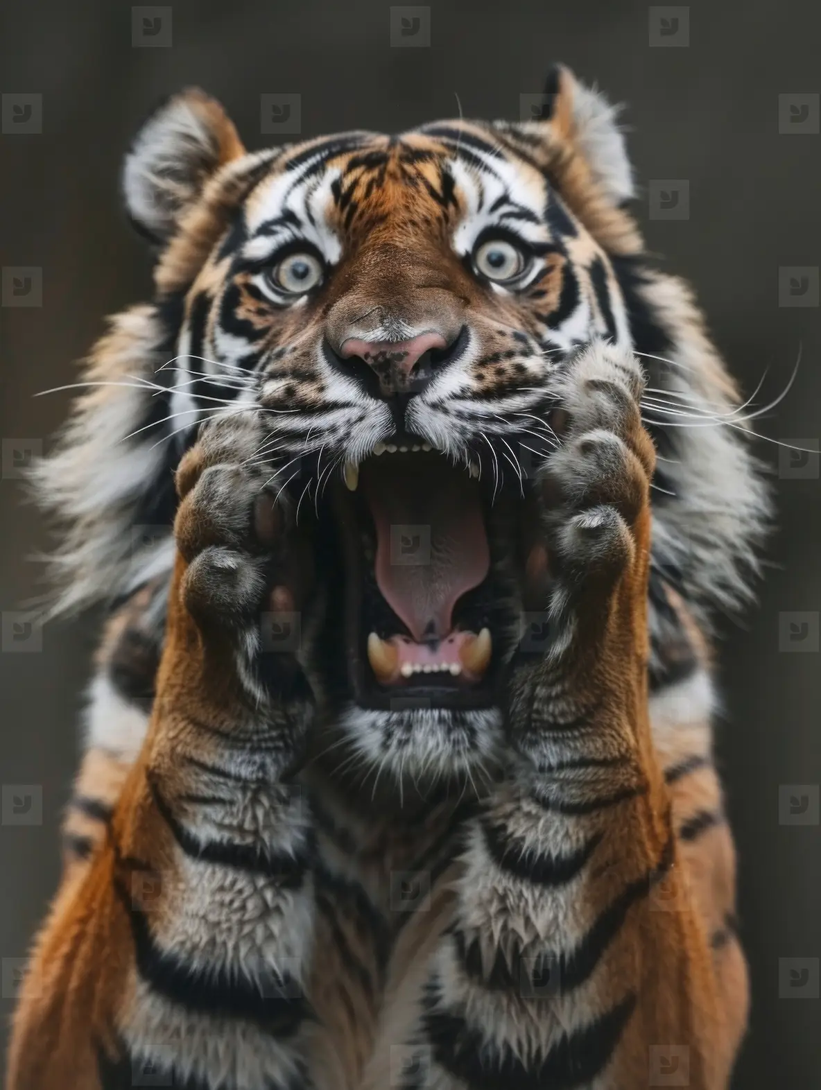 Very Surprised Tiger With Open Mouth Photo (300586) - YouWorkForThem