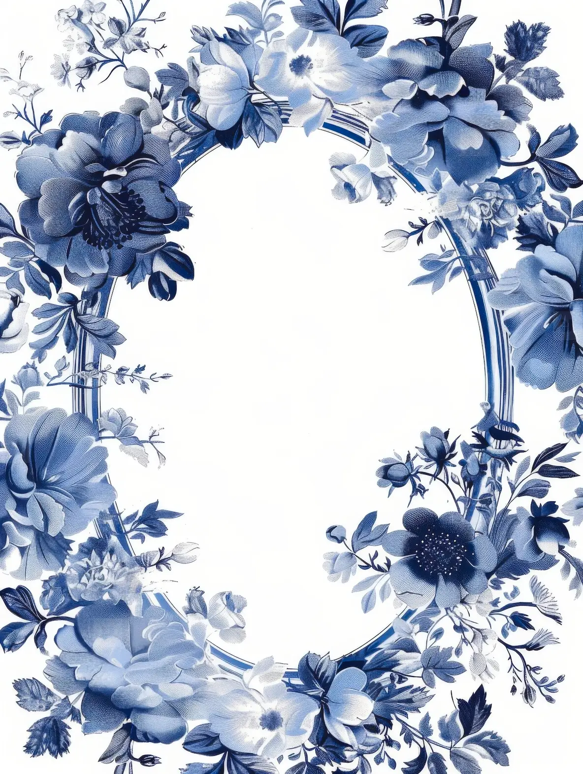 Blue Flower Oval Frame