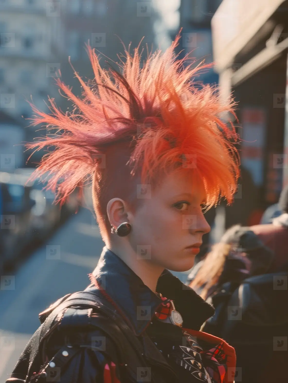 Punk Female With A Mohawk Hairstyle On The Street Photo (301167 ...