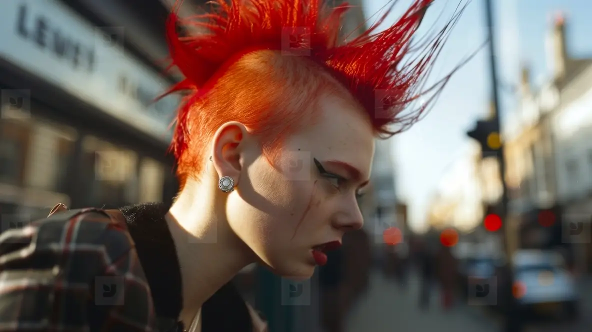 Punk Female With A Mohawk Hairstyle On The Street Photo (301169 ...