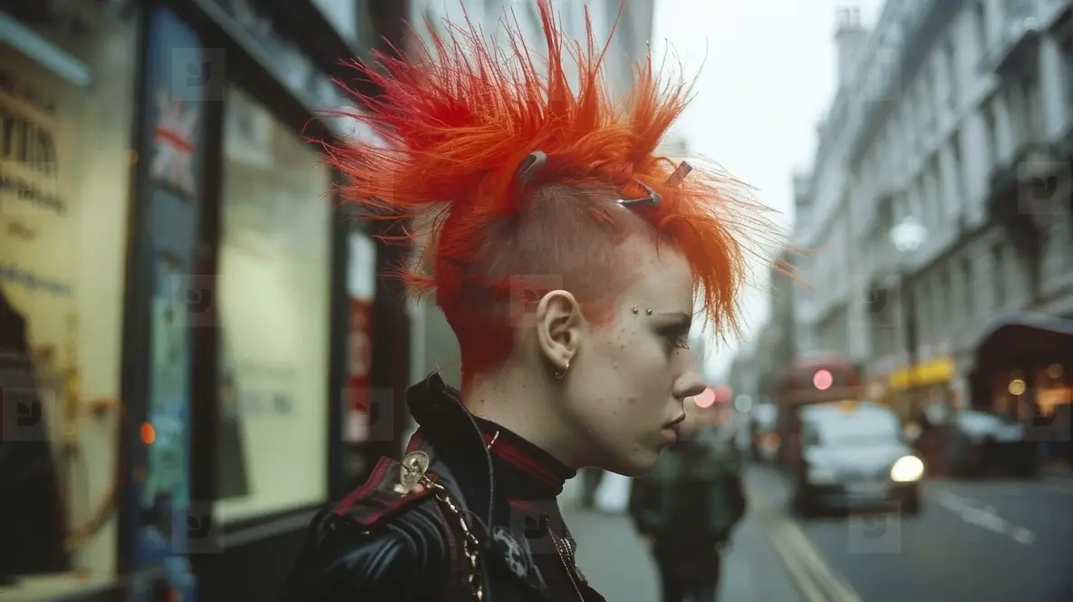 Punk Female With A Mohawk Hairstyle On The Street Photo (301171 ...