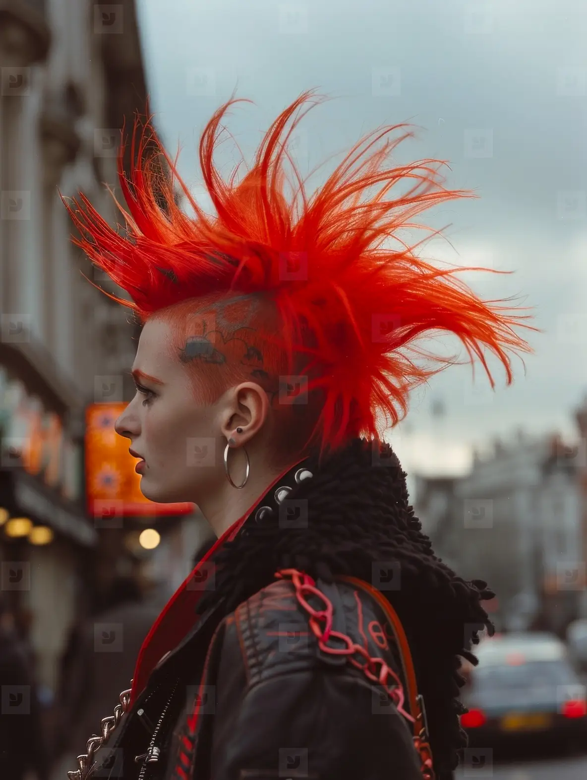 Punk Female With A Mohawk Hairstyle On The Street Photo (301179 ...