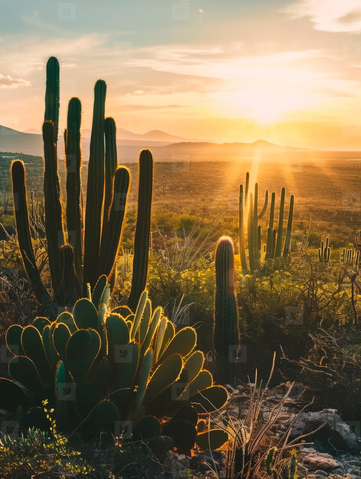 Mexican Landscape With Cacti. Natural Beauty Of Mexico Photo (302535 ...