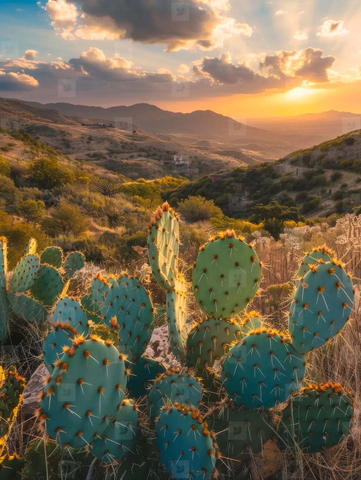 Mexican Landscape With Cacti. Natural Beauty Of Mexico Photo (302536 ...