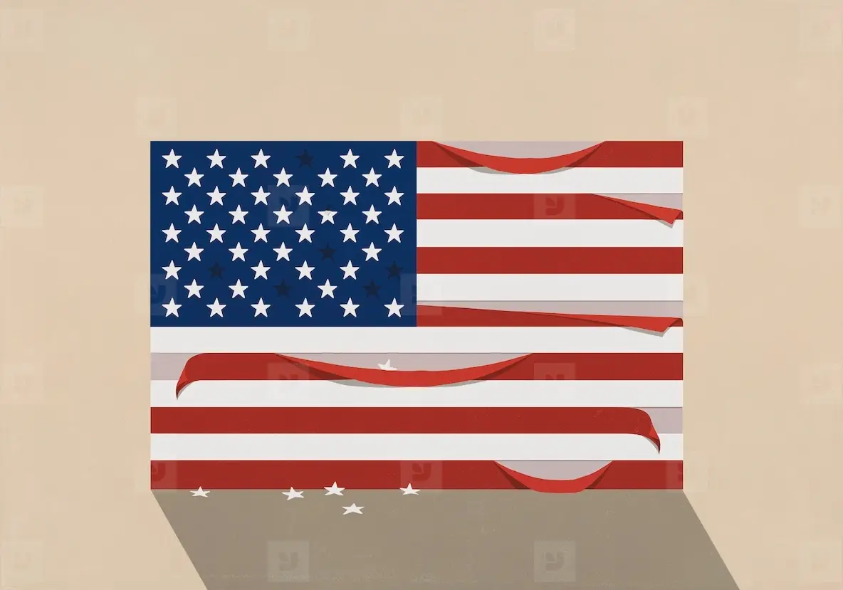 Stars And Stripes Falling And Peeling Off American Flag Photo (310155 ...