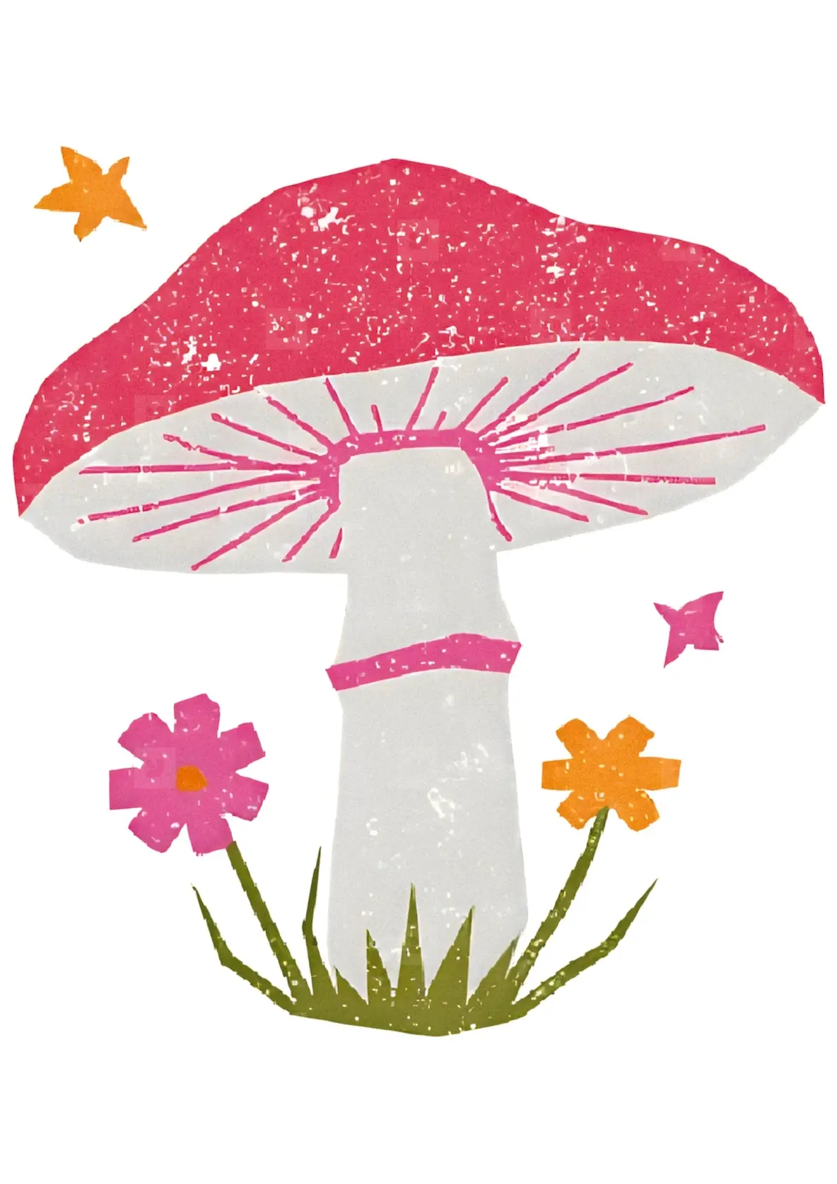 Colorful Artistic Mushroom Illustration Featuring Vibrant Flowers ...