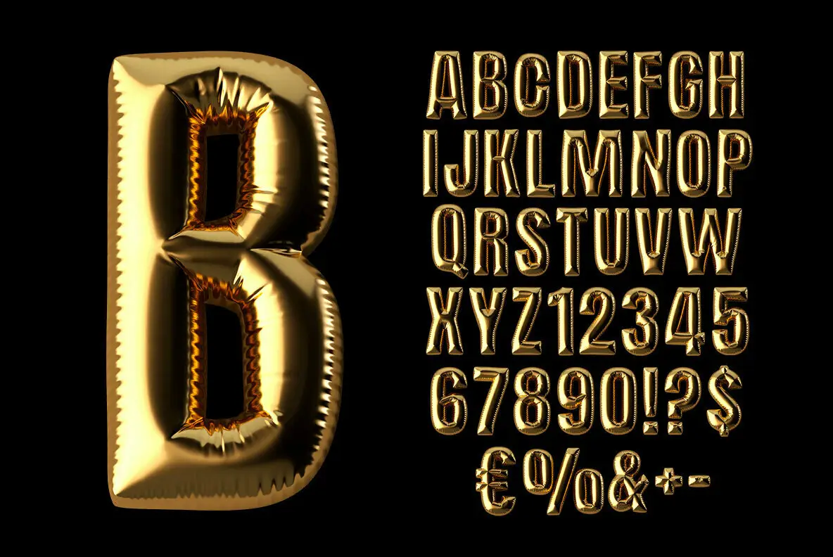 Golden Balloons SVG Font Font - FontPath