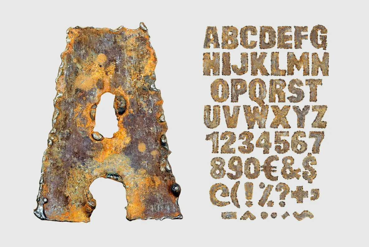 Rusty Metal SVG Font - YouWorkForThem