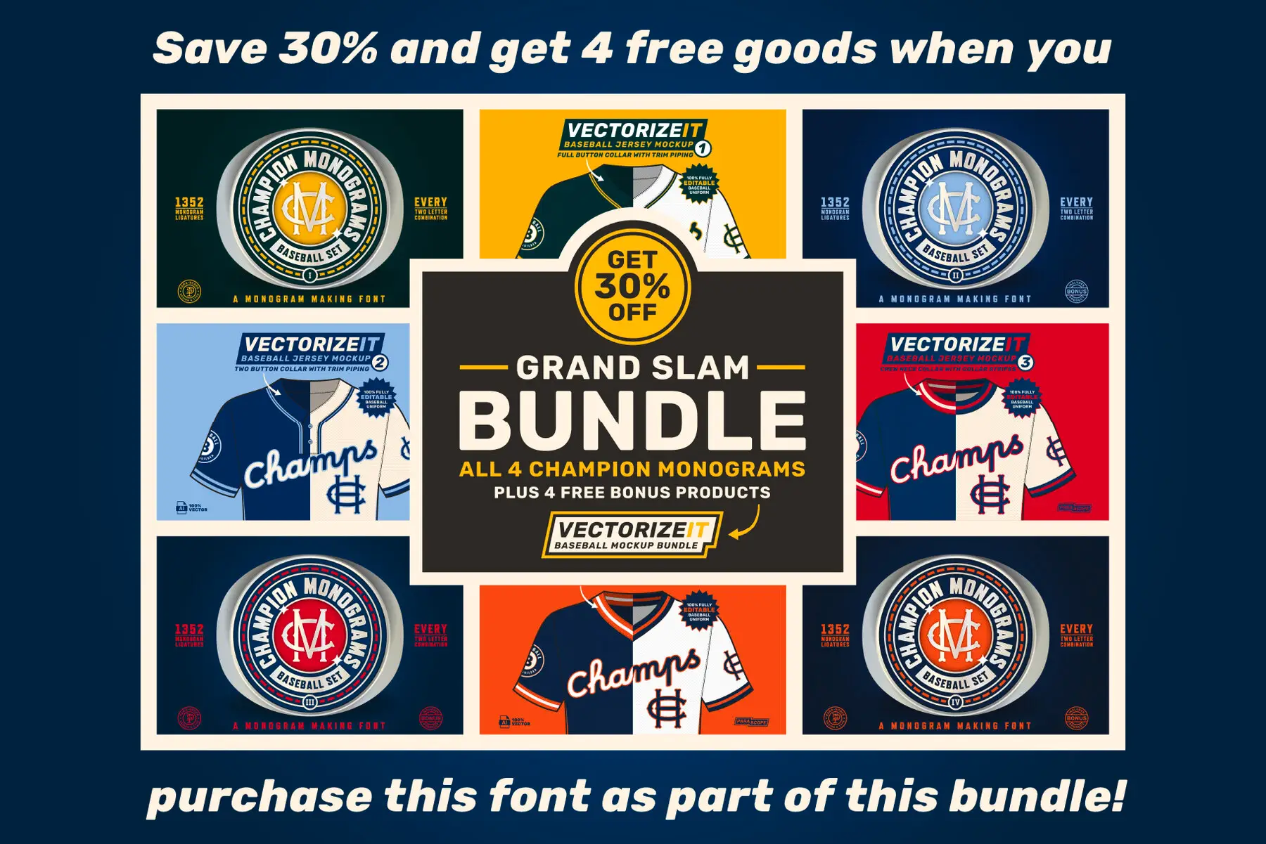 Champion Monograms Font Baseball 3 - YouWorkForThem