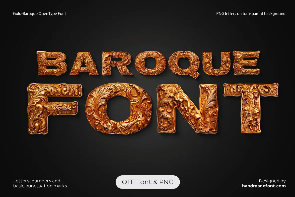 Gold Baroque Font - YouWorkForThem