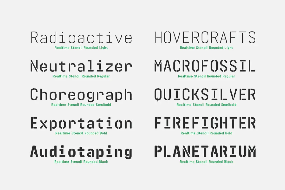 Realtime Stencil Rounded Font - FontPath