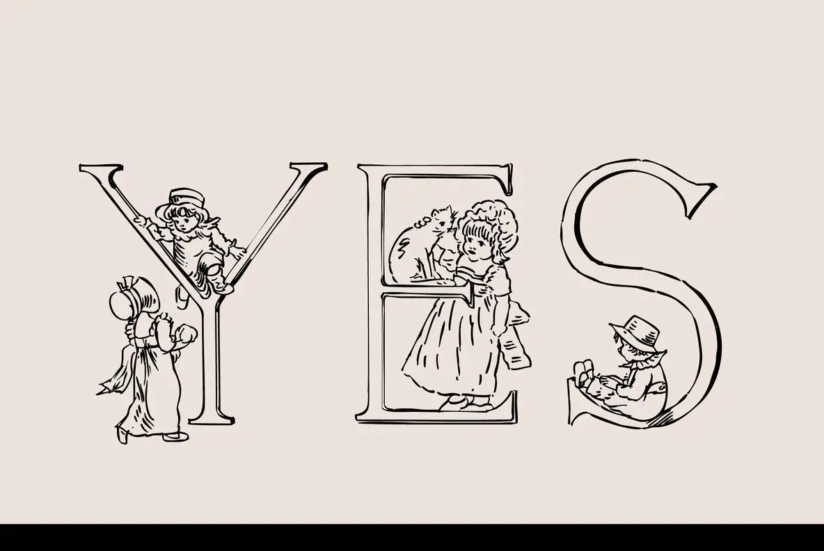 Kate Greenaway Alphabet Font - YouWorkForThem