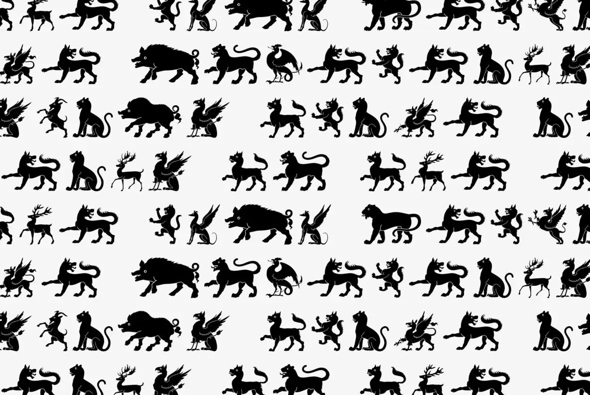 Heraldic Creatures Font - YouWorkForThem